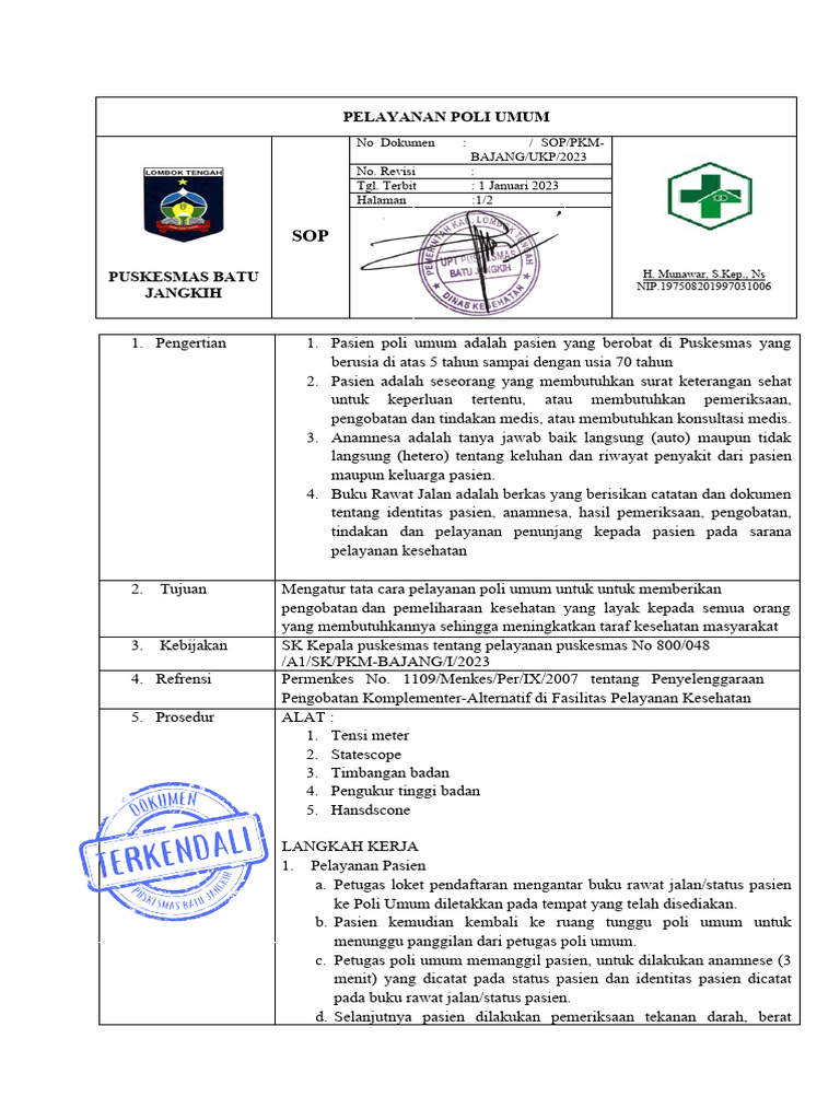 SOP Pelayanan-Poli-Umum Fix | PDF