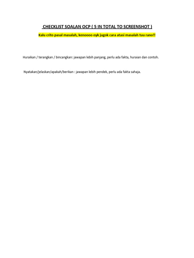Checklist Soalan Ocp | PDF