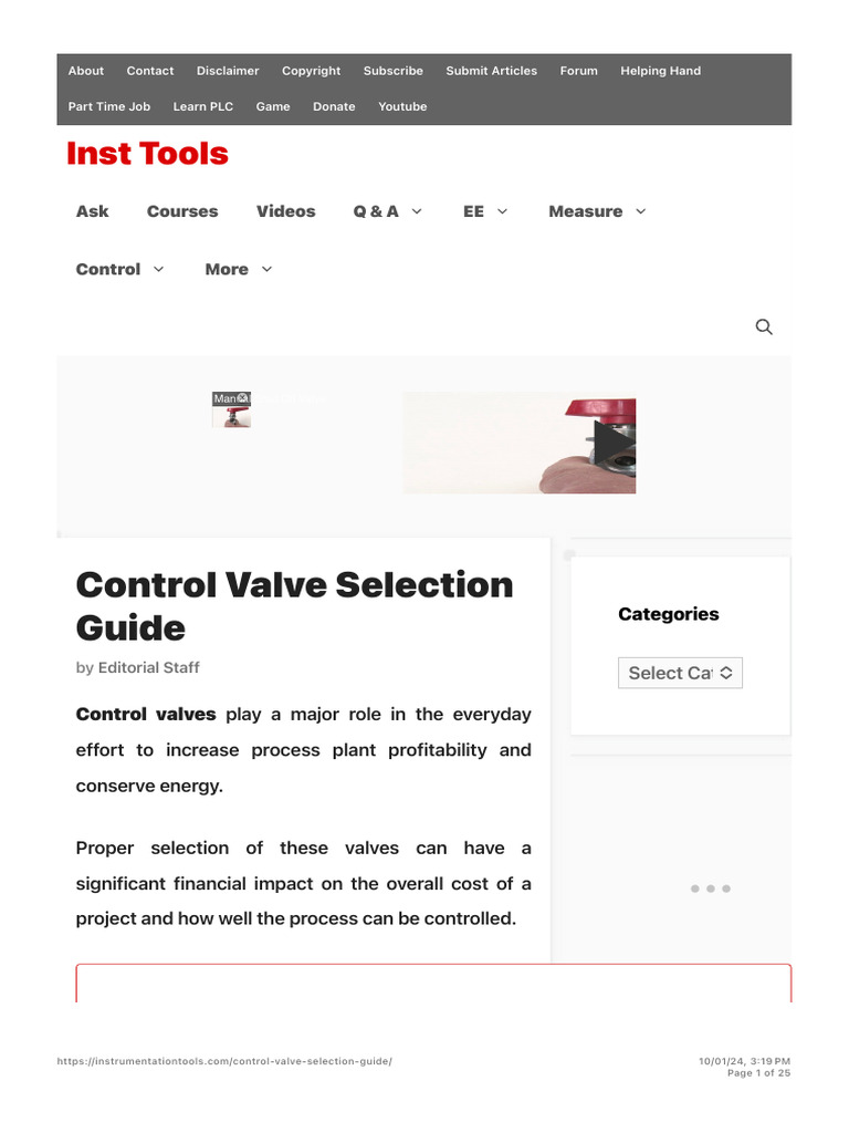 Control Valve Selection Guide - Valve Selection - Valve Handbook | PDF ...