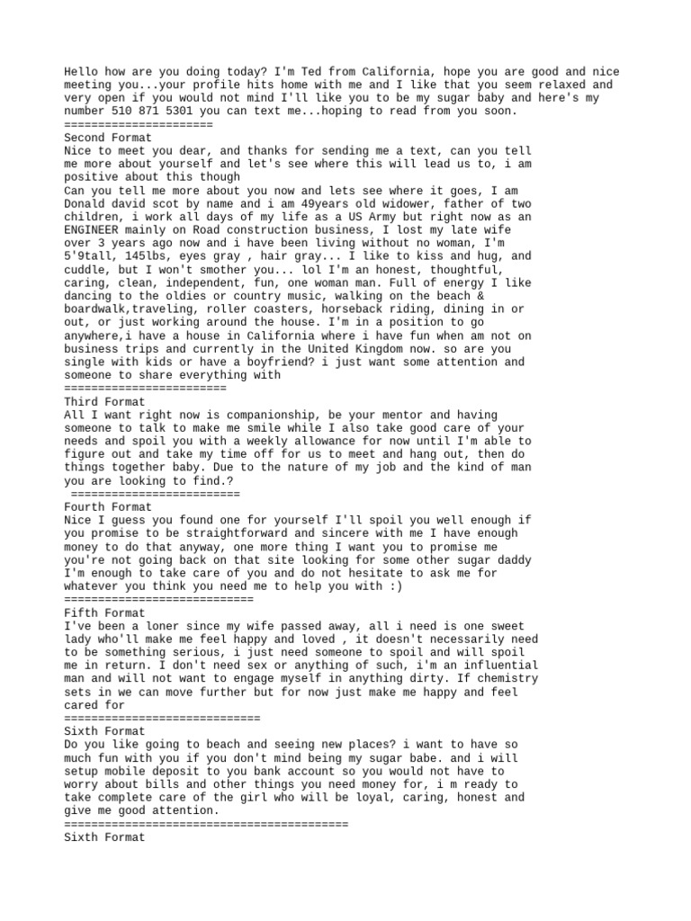 Sugar Daddy Format | PDF | Self-Improvement | Wellness