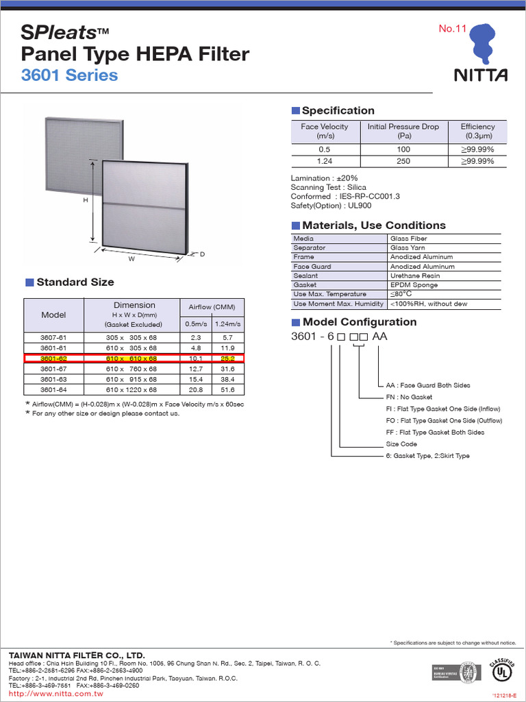 HEPA Filter | PDF | Building Engineering | Materials