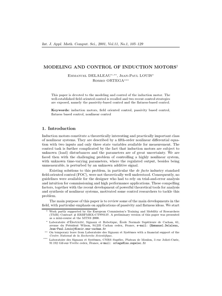 Modeling and Control of Induction Motors | PDF