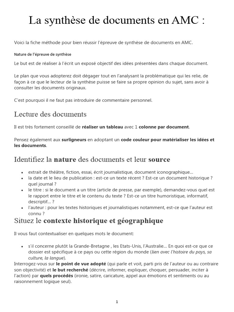 AMC - La Synthèse de Documents | PDF