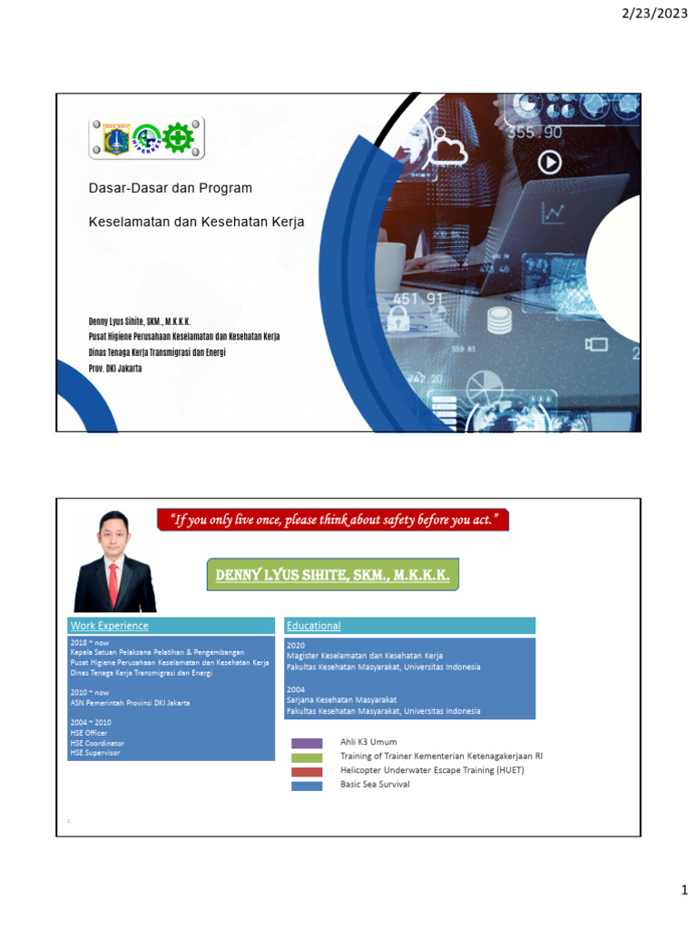 Dasar-Dasar K3 Dan Program K3 Febuari 2023 (Share) | PDF