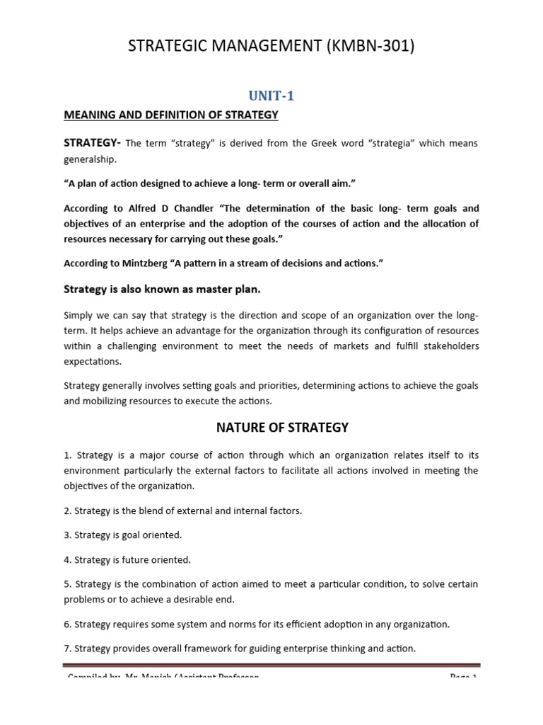 SM Unit 1 | Download Free PDF | Strategic Management | Corporate Social Responsibility