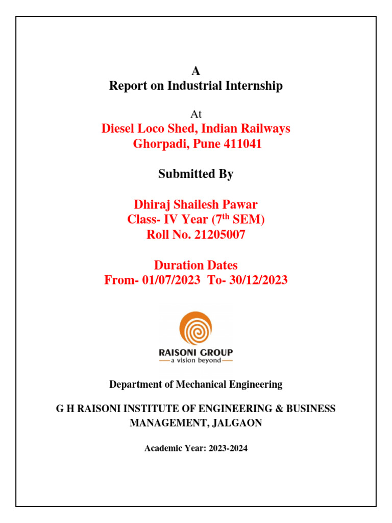 Internship Report Final Print Dhiraj | PDF