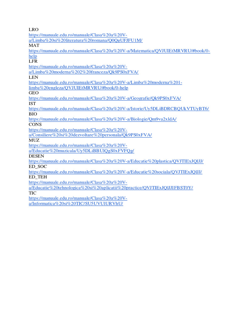 Class 5 Romanian Textbook Links | PDF | Foreign Language Studies