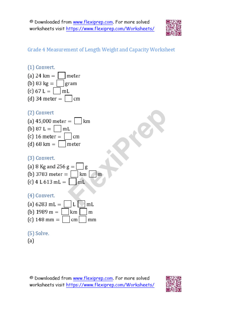 Grade 4 Measurement Worksheets | PDF