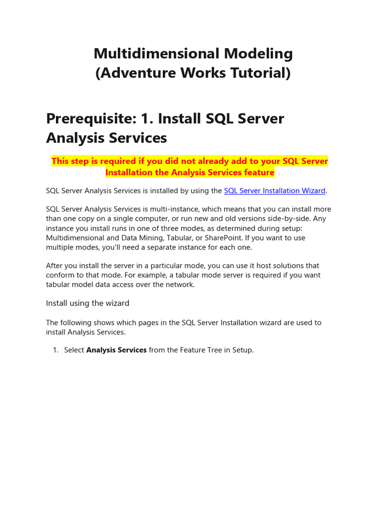 Tutoriel 4 - Multidimensional Modeling-Install SSAS - Deploy Cube and ... Tutoriel 4 - Multidimensional Modeling-Install SSAS - Deploy Cube and ...