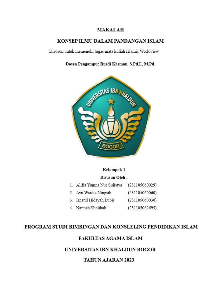 Kel. 1 Islamic Worldview 2a | PDF