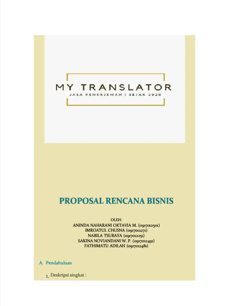 PDF Proposal Ide Bisnis Translator Kelompok 4 - Compress | PDF