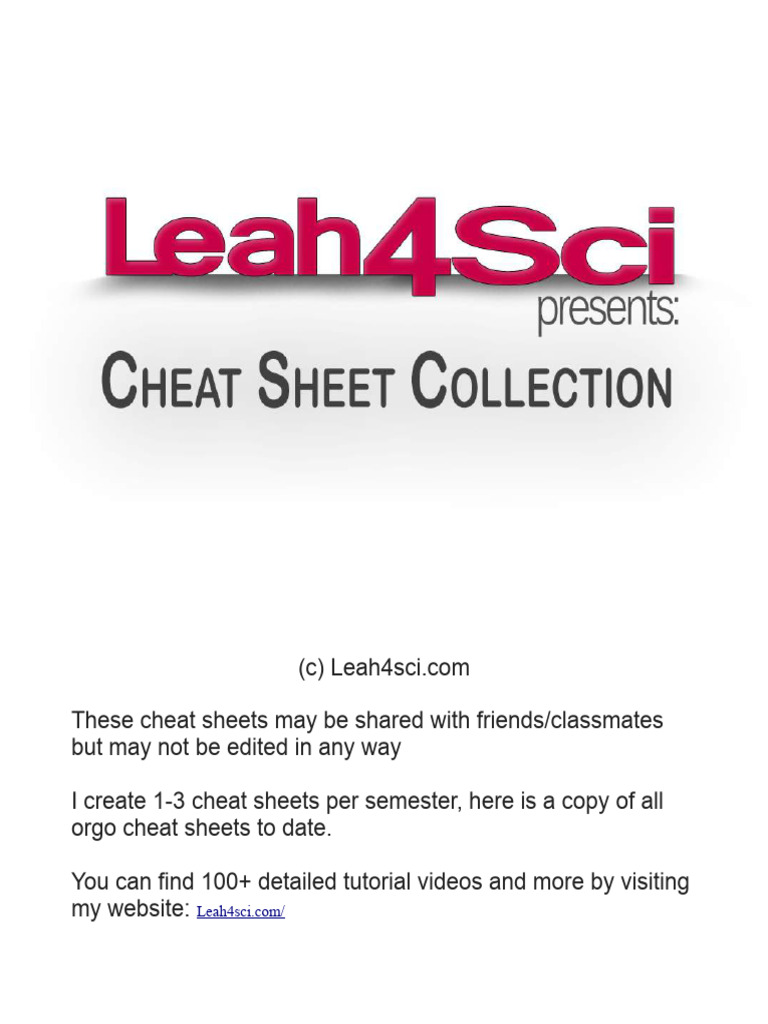 Leah4sci Orgo Cheat Sheet Collection | PDF | Computers
