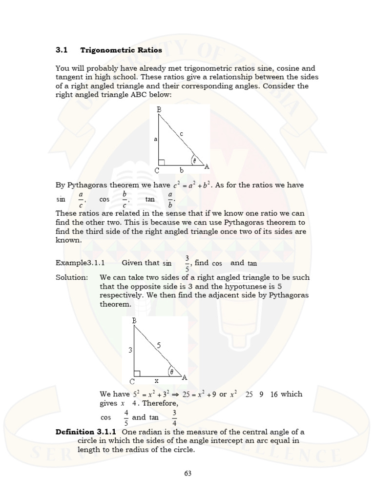 Mat1120 Notes On Trignometry Download Free Pdf Trigonometric Functions Triangle