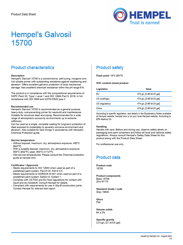 Hempel 15700 PDS Promain 24 08 2022 | PDF | Corrosion | Paint