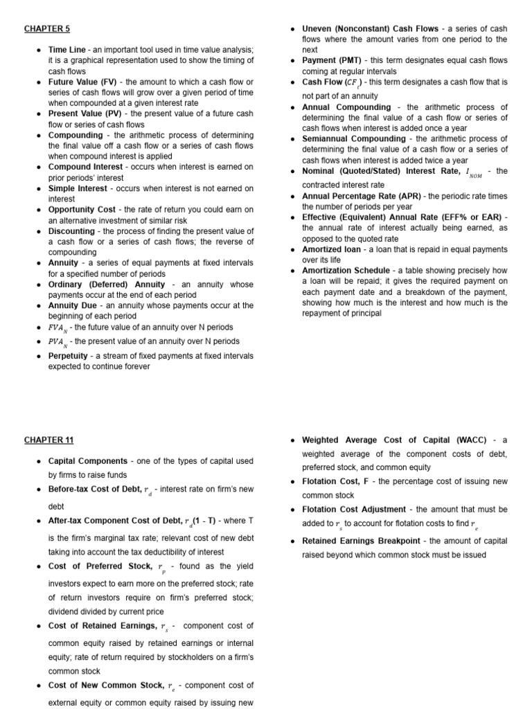 Key Financial Concepts Explained | PDF | Net Present Value | Cost Of ...