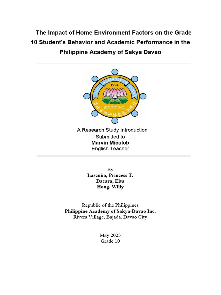 Home Environment's Impact on Grade 10 Performance | PDF | Learning ...