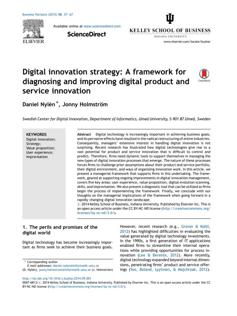 Digital Innovation Strategy A Framework For Diagnosing and Improving ...