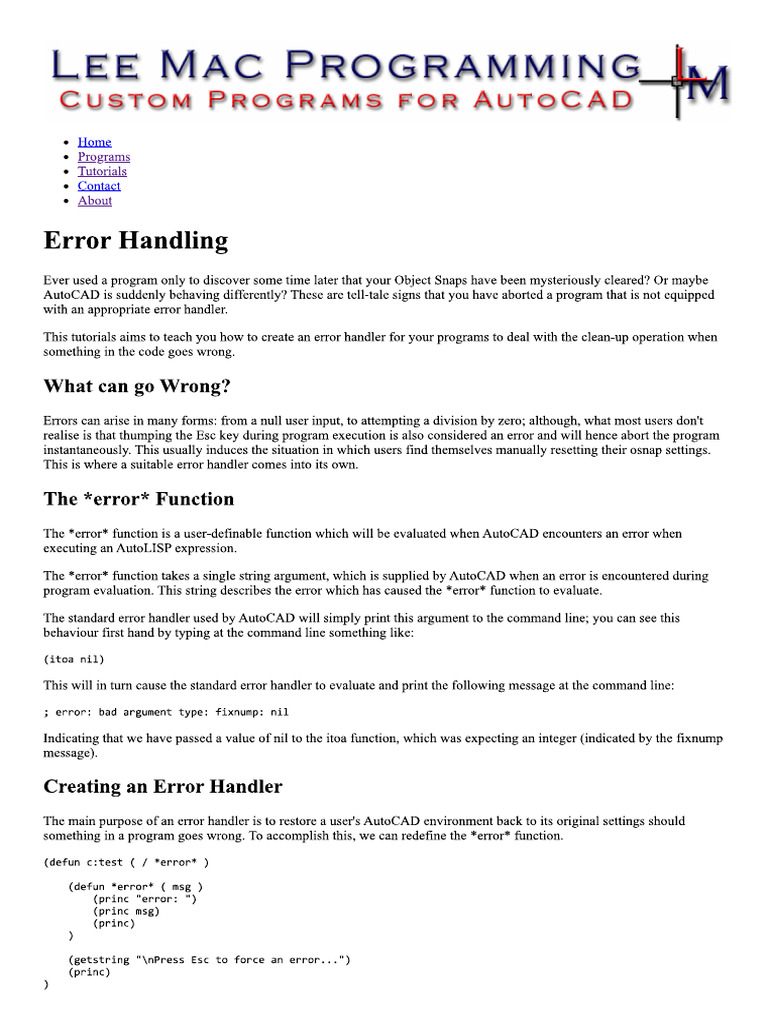 Lee Mac Error Handling | PDF