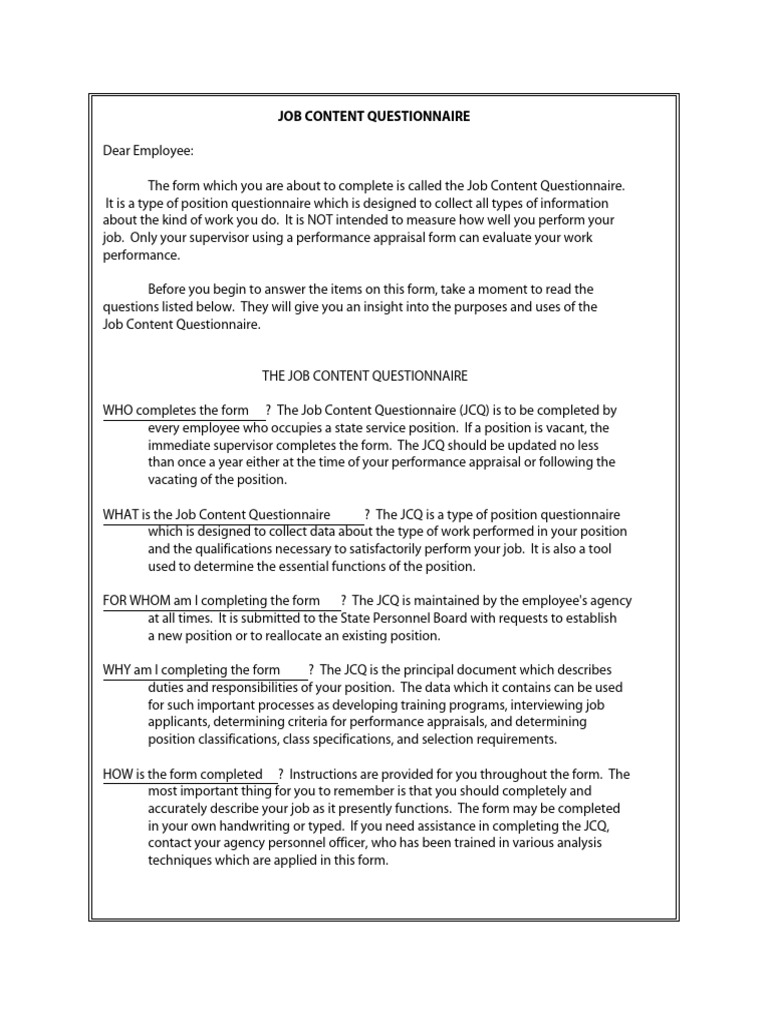 Job Content Questionnaire | PDF | Career & Growth