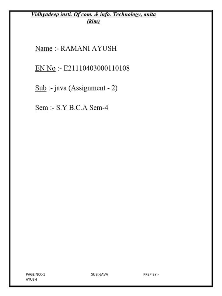 Ayush Java 2 | PDF