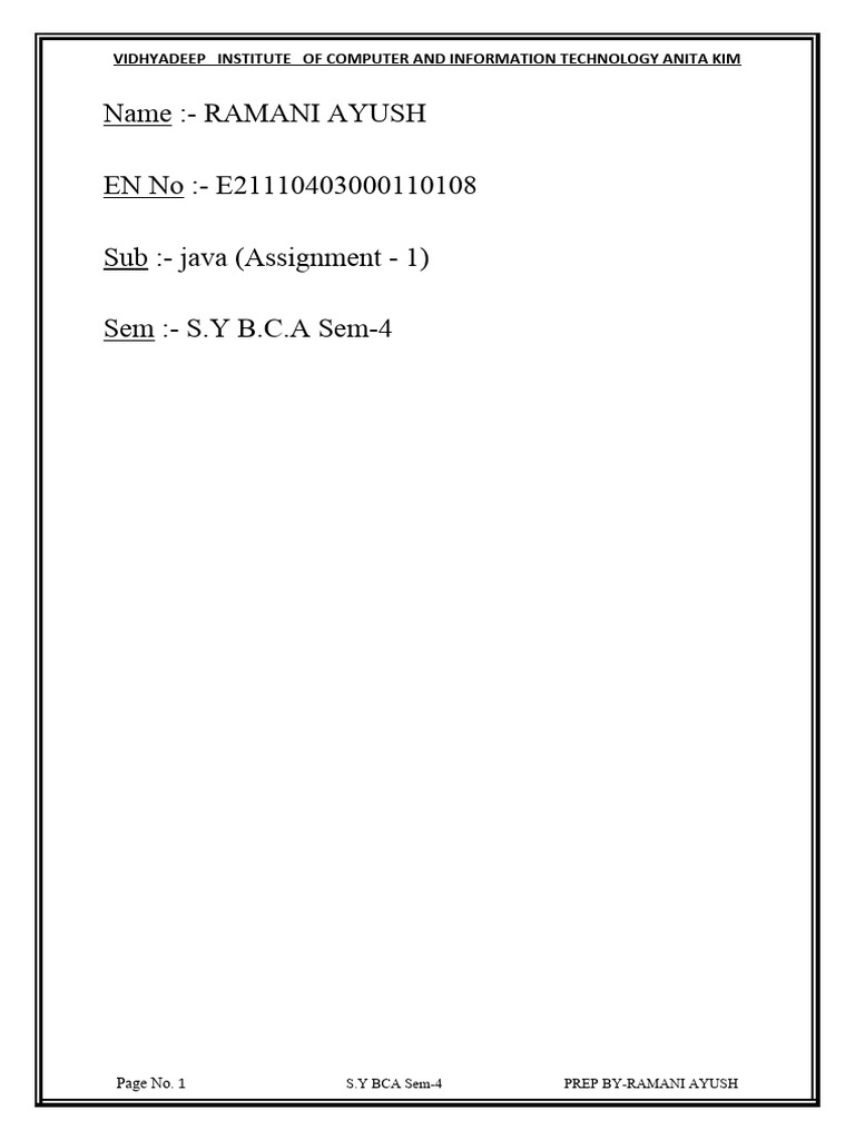 Ayush Java 1 | PDF | Software Engineering | Computing