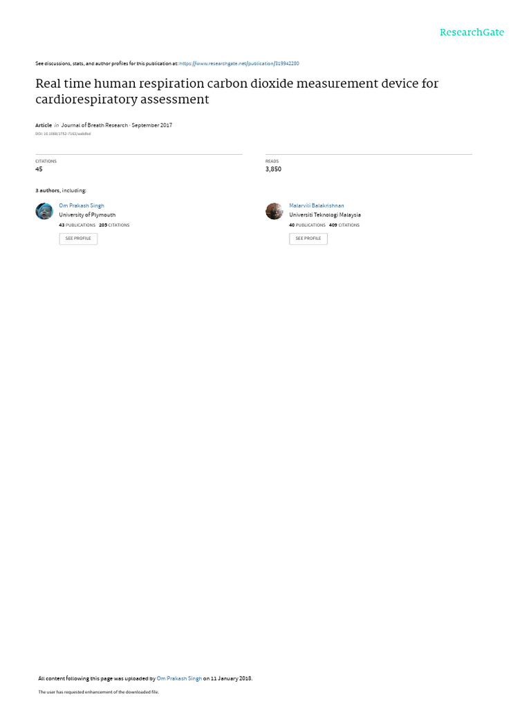 Real Time Human Respiration Carbon Dioxide Measure | PDF