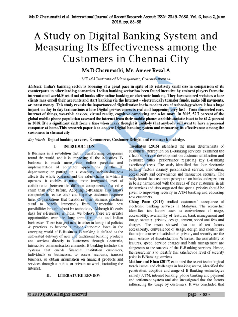 A Study On Digital Banking System And Me Pdf Online Banking Banks