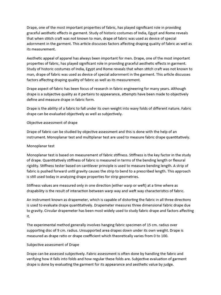 Fabric Drape | PDF | Textiles | Yarn