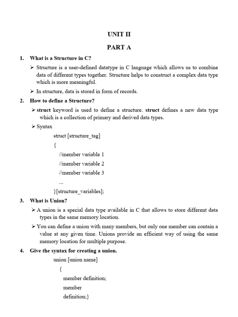 Unit Ii CS3353-CPDS Question Bank | PDF | Pointer (Computer Programming) | Variable (Computer ...
