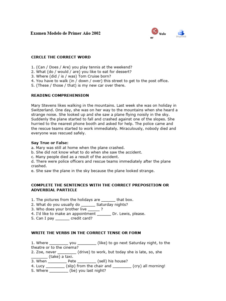 Examen de Primer Año | PDF | Language Mechanics | Linguistics