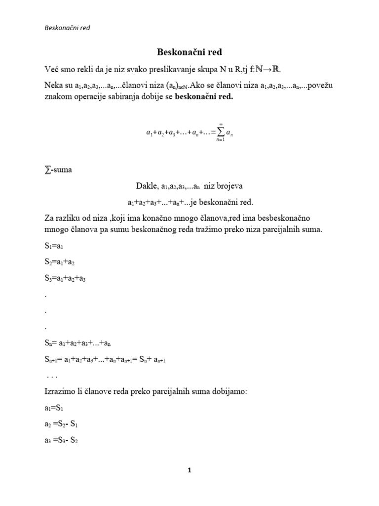 Beskonačni Geometrijski Red | PDF