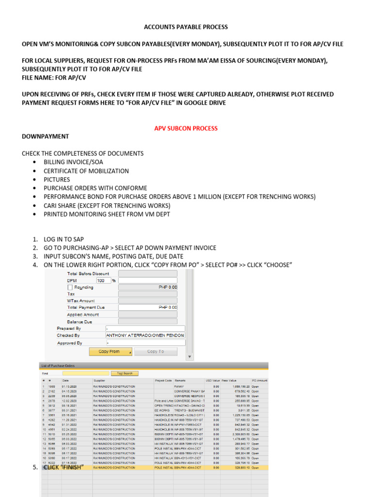 Apv Subcon Process | PDF | Accounts Payable | Business
