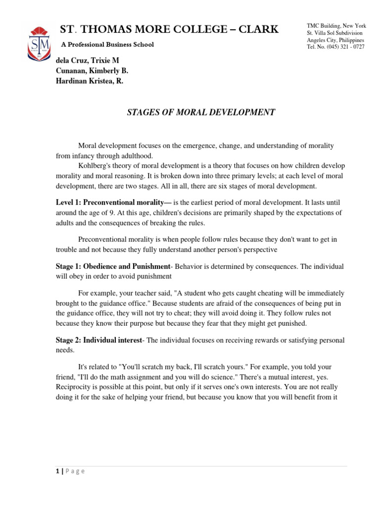 Kohlberg's Stages of Moral Development | PDF | Science & Mathematics