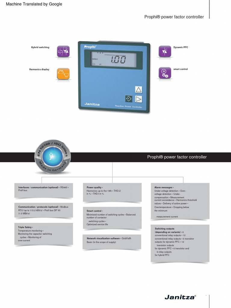 Power Factor Controllers Prophi by Janitza Electronics GMBH | PDF ...