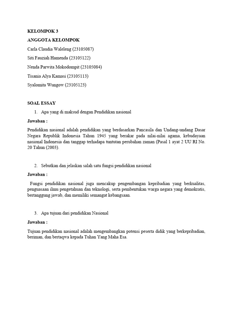 20 Soal UAS PIP, KELOMPOK 3 | PDF