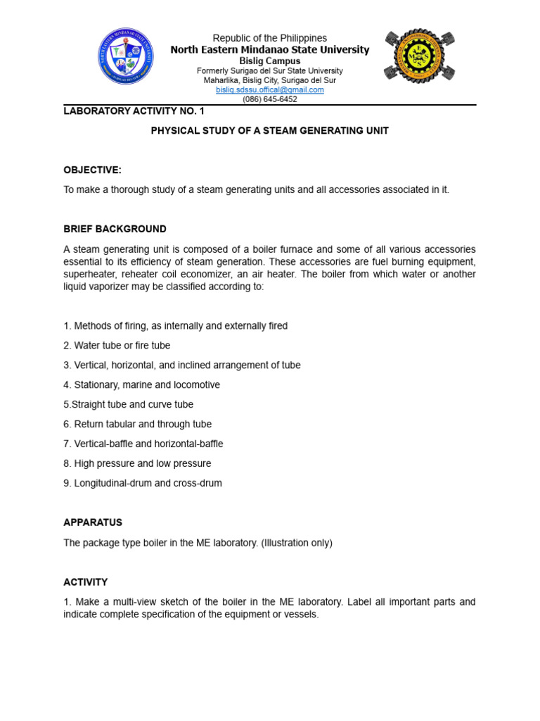 Boiler Laboratory Activity Overview | PDF | Boiler | Steam