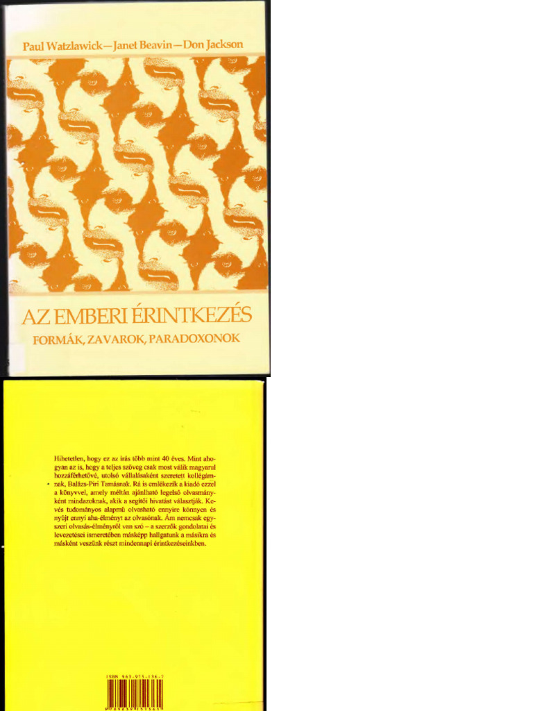 Paul Watzlawick Janet Beavin Don Jackson Az Emberi Erintkezes 1 | PDF
