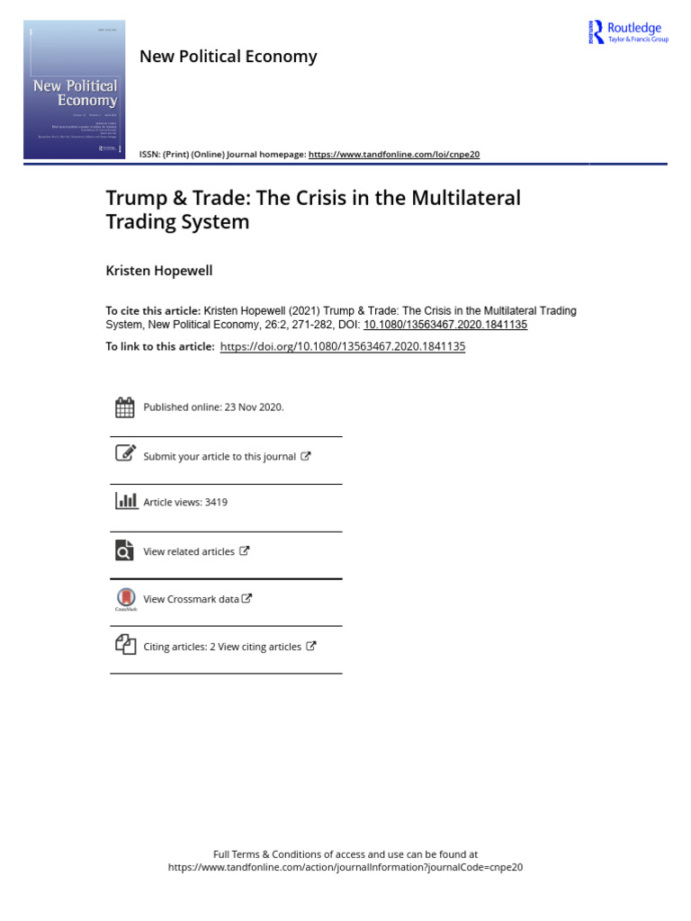 Trump Trade The Crisis in The Multilateral Trading System | PDF | World ...