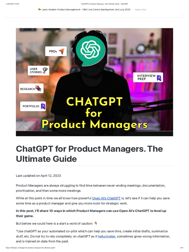 ChatGPT For Product Managers. The Ultimate Guide - HelloPM | PDF ...