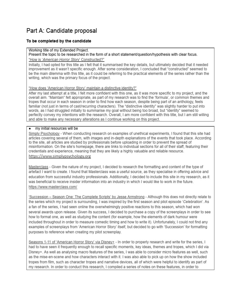 Part A Candidate Proposal | PDF