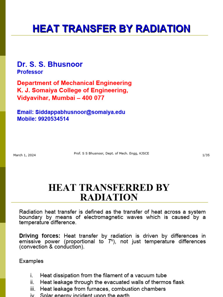 Radiation Heat Transfer Basics | PDF | Heat Transfer | Angle