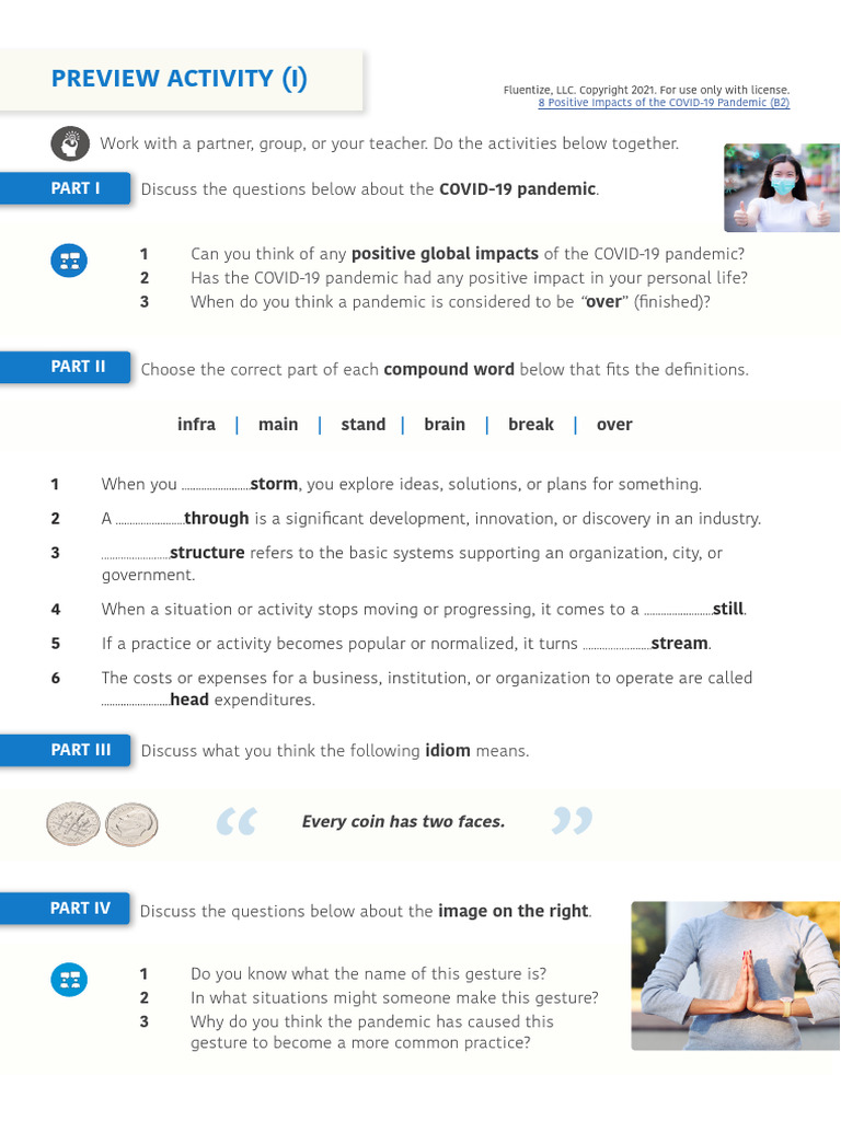 8positiveimpactsofthecovid-19pandemic Lessonplan | PDF | Stocks | Adjective
