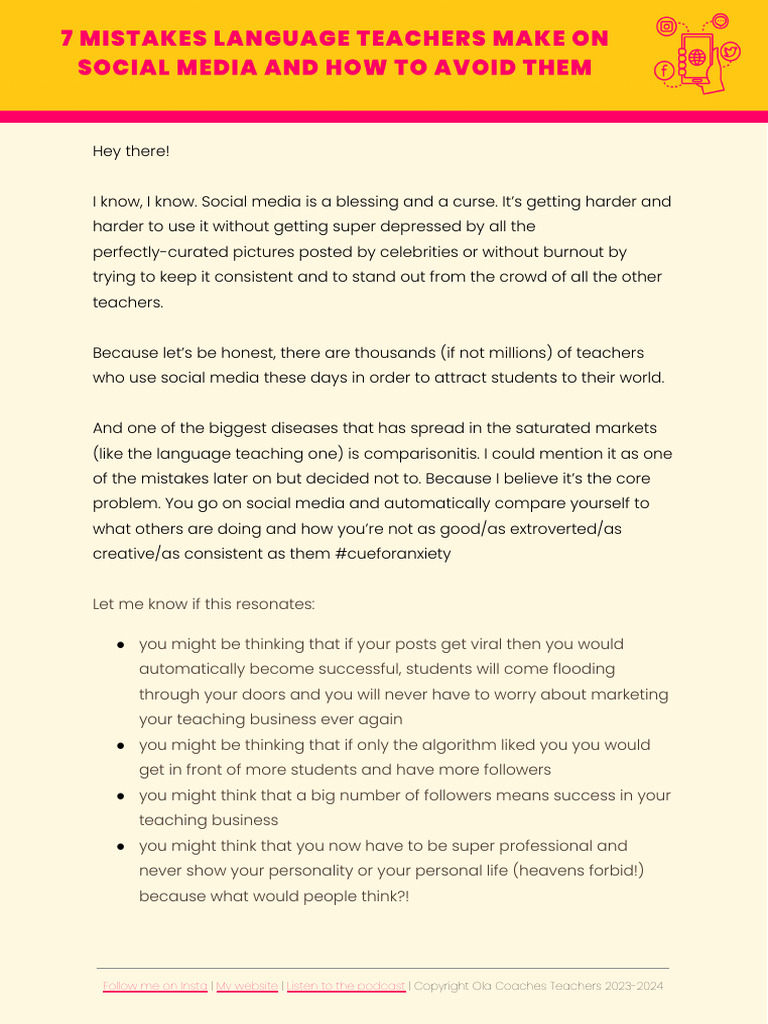7 Mistakes Language Teachers Make On Social Media and How To Avoid Them ...