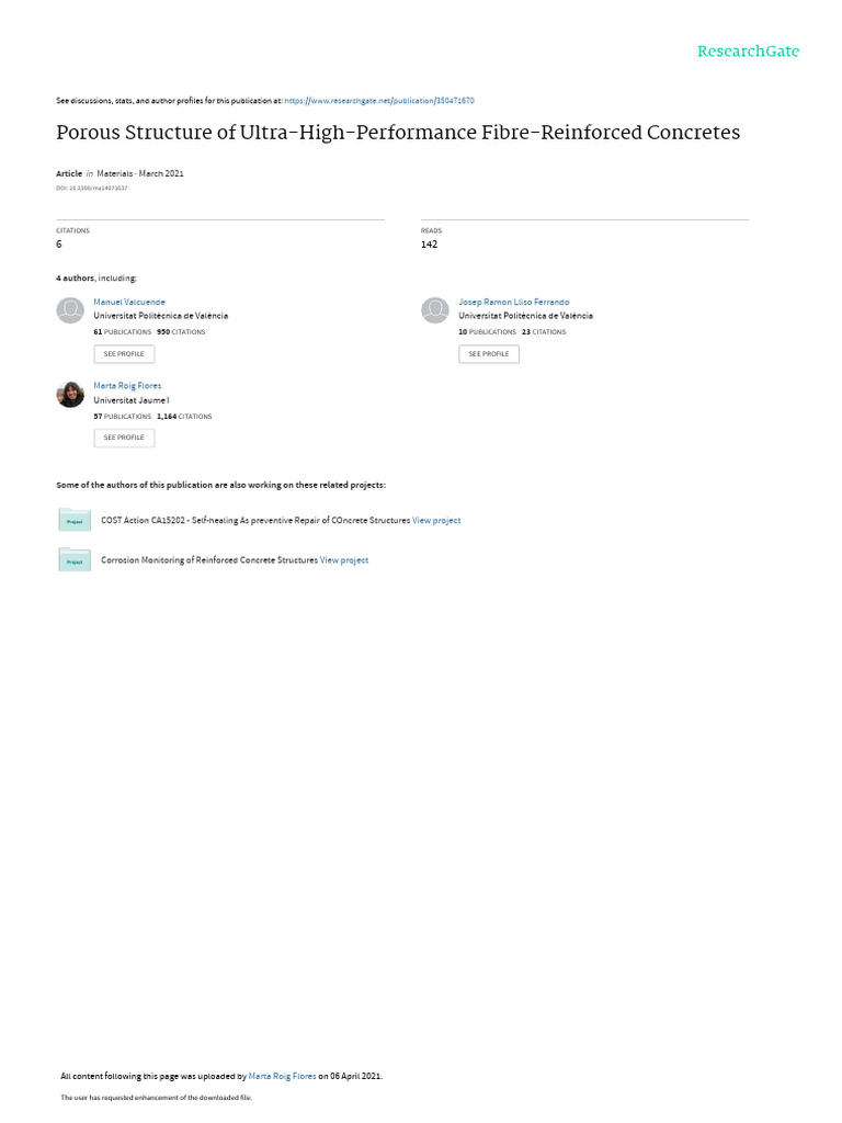 Porous Structure of Ultra-High-Performance | PDF | Concrete | Strength ...
