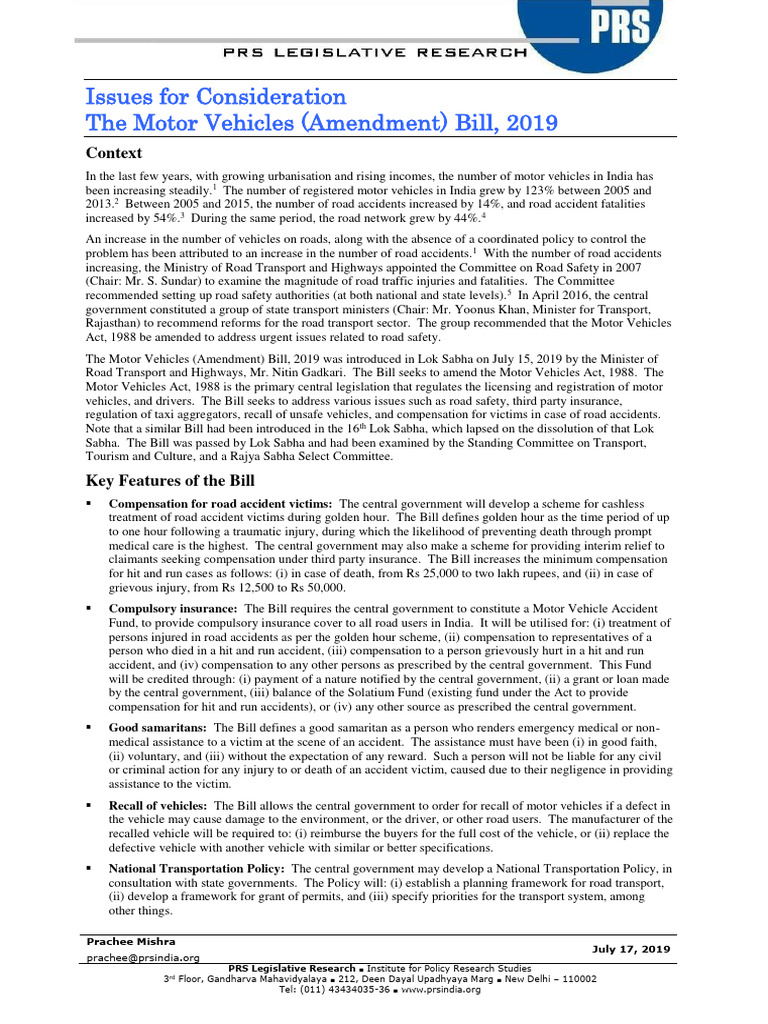 MVA Issues For Consideration | PDF | Road | Safety