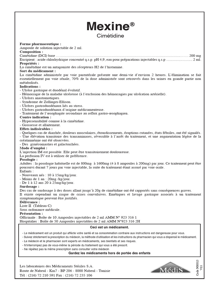 Mexine: Cimétidine | PDF