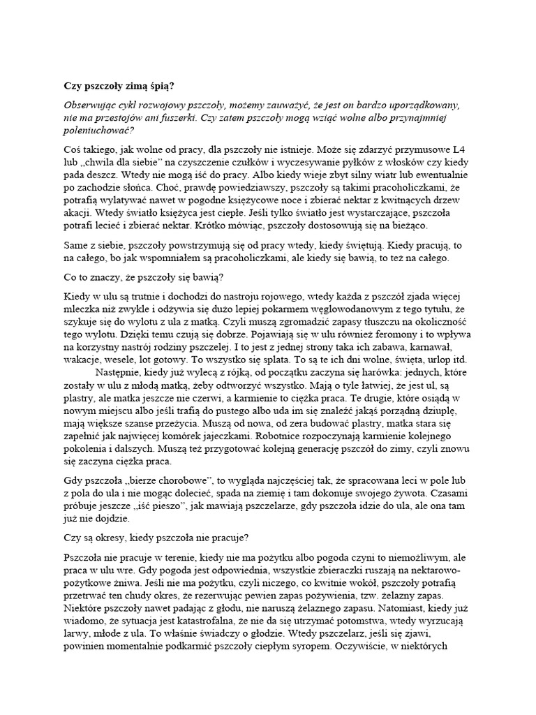Patrząc Na Cykl Rozwojowy Pszczoły | PDF