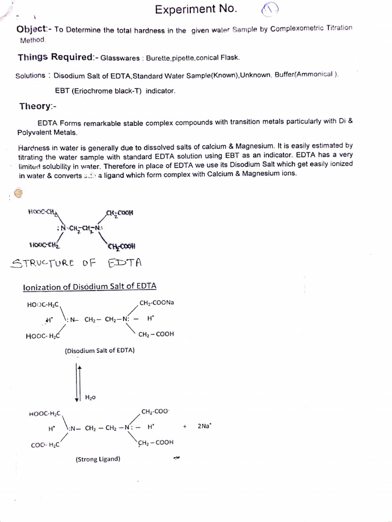 Experiment No 01 | PDF | Ethylenediaminetetraacetic Acid | Sodium