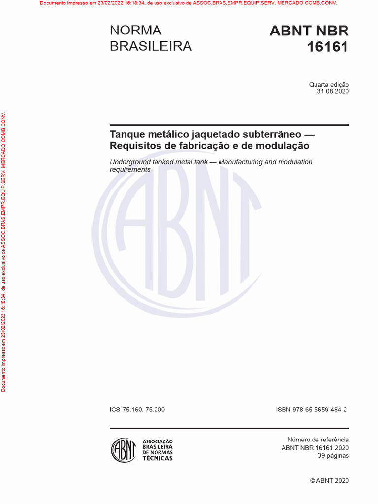 ABNT NBR 16161-2020 - Tanque Metálico Subterrâneo - Especificação de ...