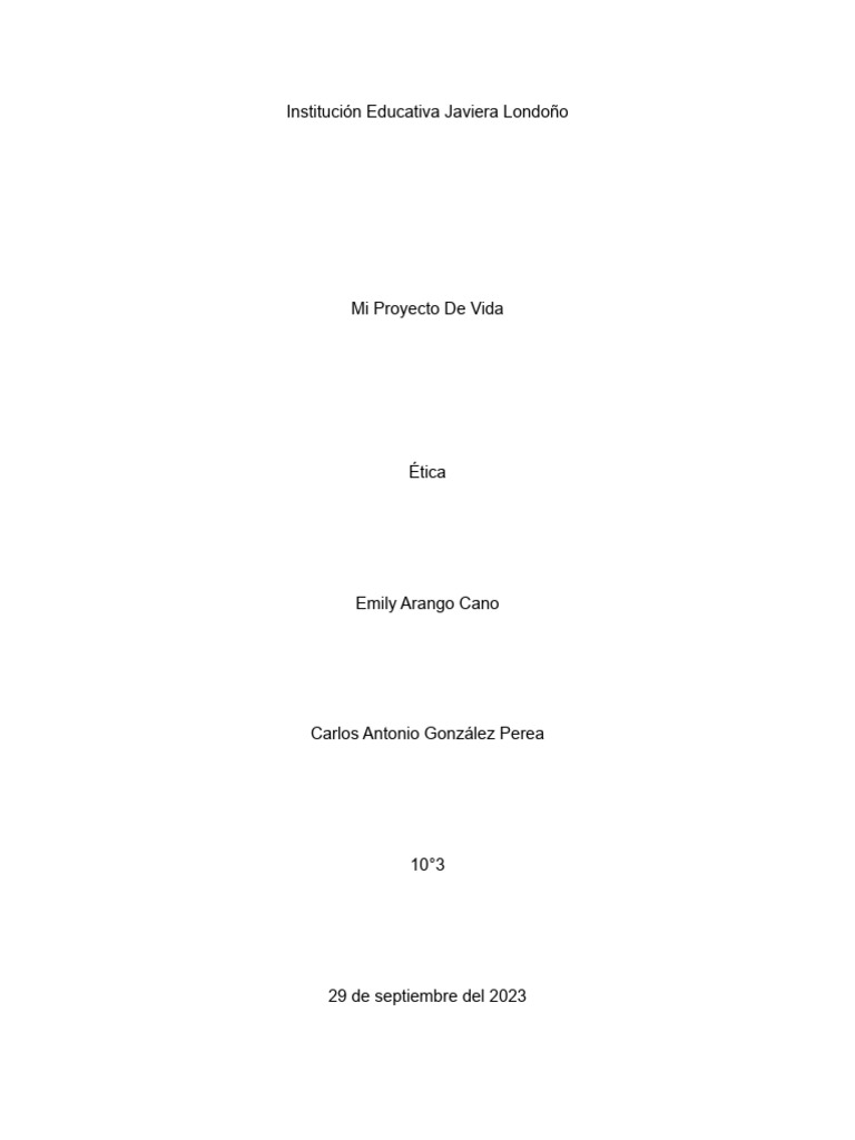 Proyecto de Vida Emily 3 | PDF